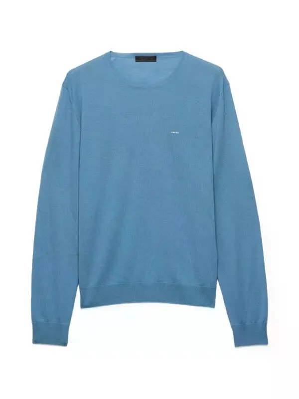 Prada Superfine Wool Crew Neck Sweater - Blue