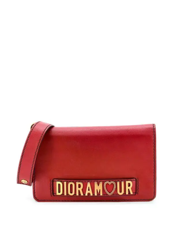 Dior Dioramour Leather Wristlet Clutch Pouch