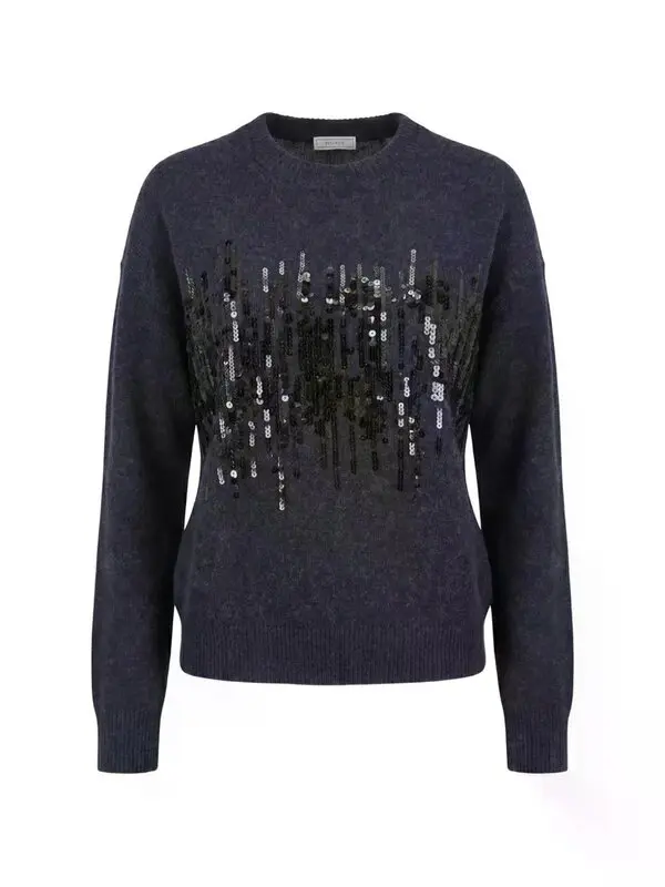 Peserico Sequin Embellished Wool Sweater - Blue