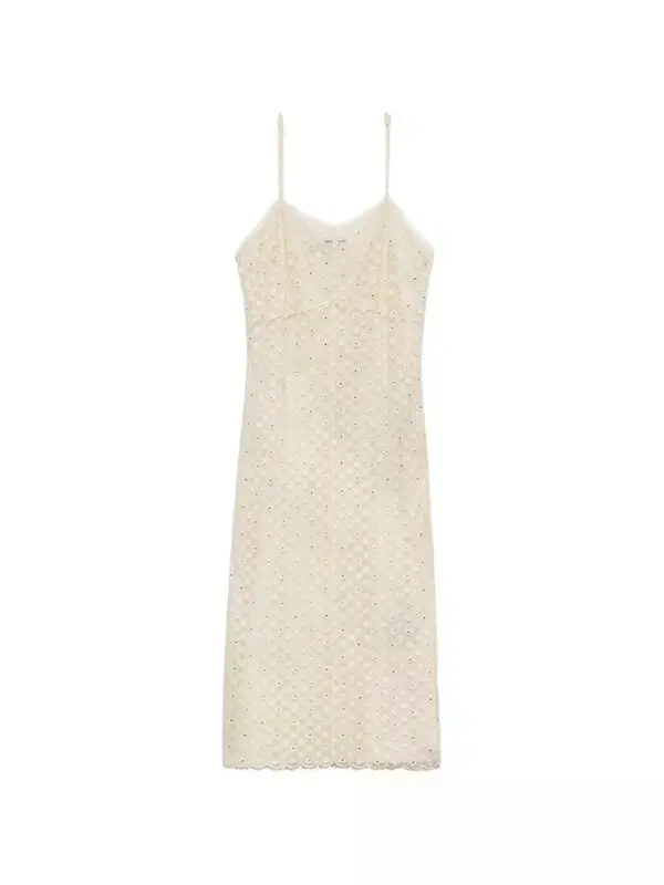 Prada Embroidered Lace Slip Dress - Neutrals