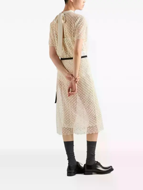 Prada Embroidered Lace Slip Dress