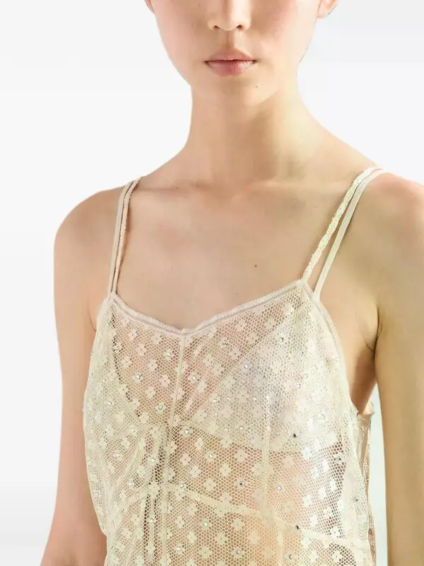 Prada Embroidered Lace Slip Dress