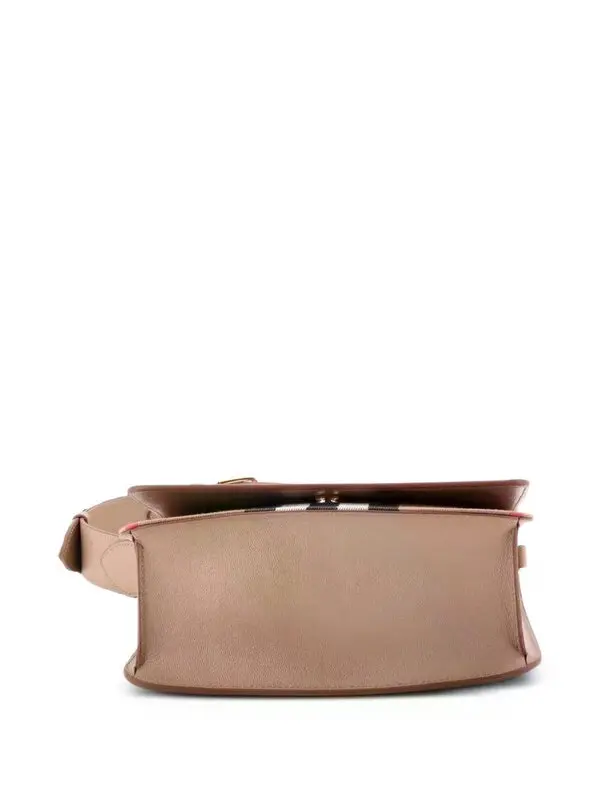 Burberry Mackford Leather And House Check Canvas Small Shoulder Bag - Neutrals