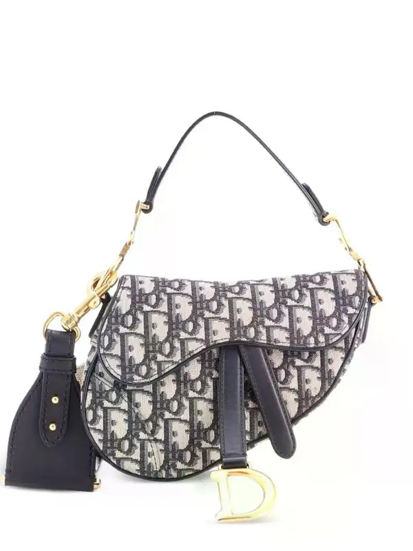 Dior Saddle Handbag With Strap Oblique Canvas Mini Shoulder Bag - Blue