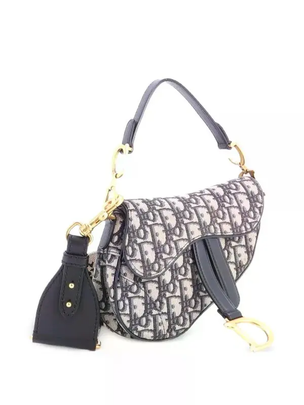 Dior Saddle Handbag With Strap Oblique Canvas Mini Shoulder Bag - Blue