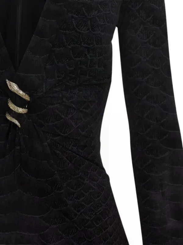 Roberto Cavalli Embellished Snakeskin Effect Dress