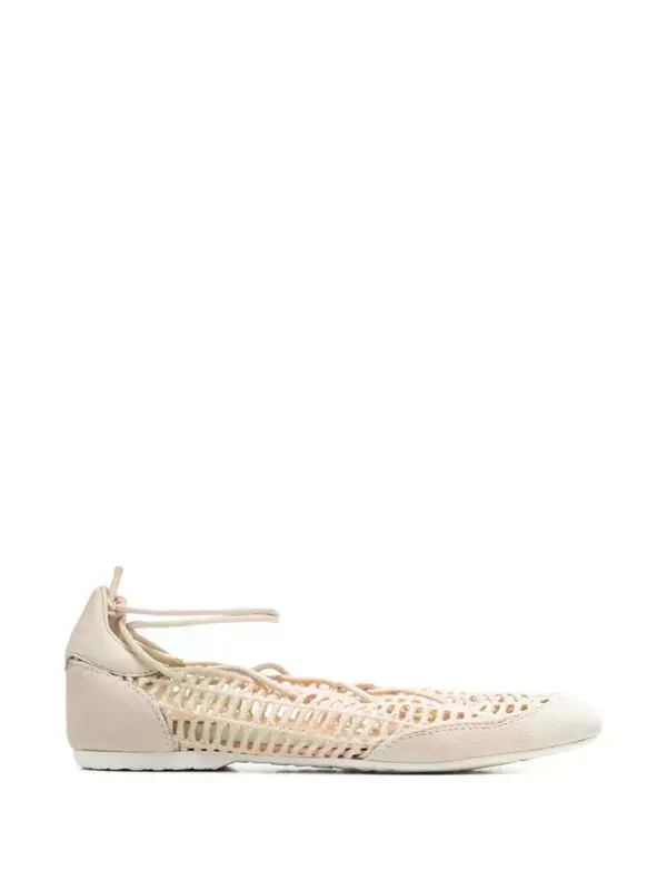 Patrizia Pepe Dancing Skin Raffia Ballet Flats - Neutrals