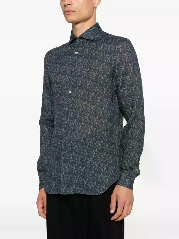 Corneliani Floral-print Long-sleeve Shirt