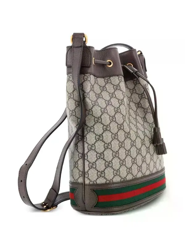 Gucci Ophidia Gg Coated Canvas Medium Bucket Bag - Brown