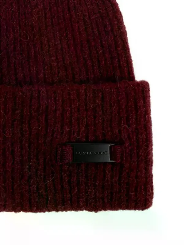 Canada Goose Ribbed Knit Logo Plaque Beanie