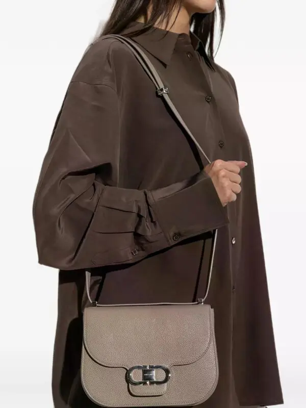 FERRAGAMO Gancini Leather Crossbody Bag - Brown