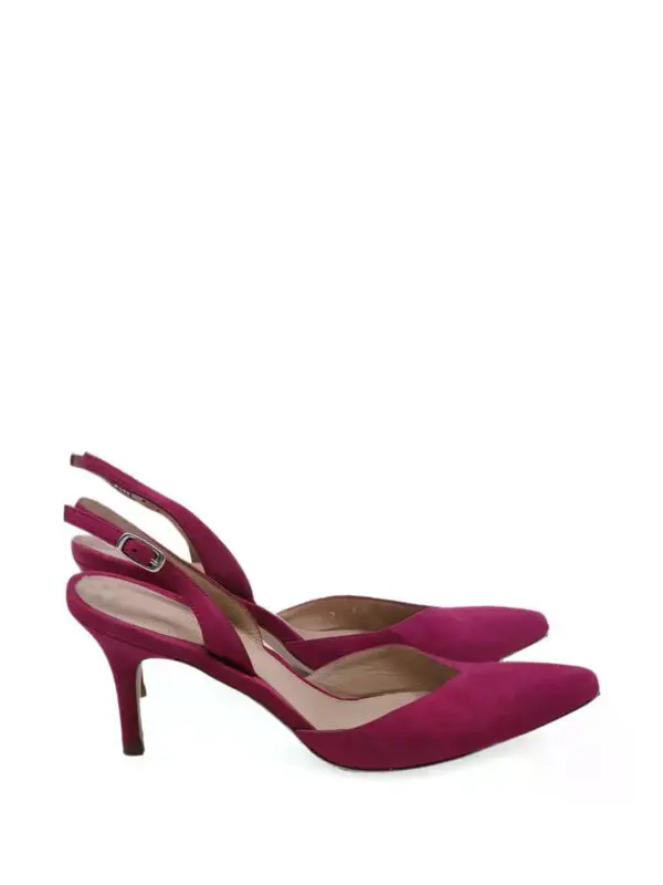STUART WEITZMAN Suede Pointed Toe Slingback Heels - Pink