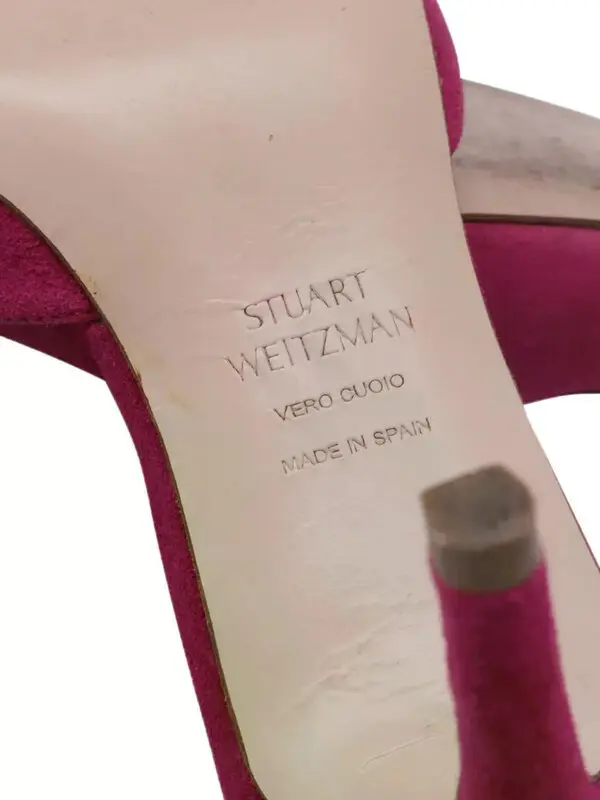 STUART WEITZMAN Suede Pointed Toe Slingback Heels - Pink