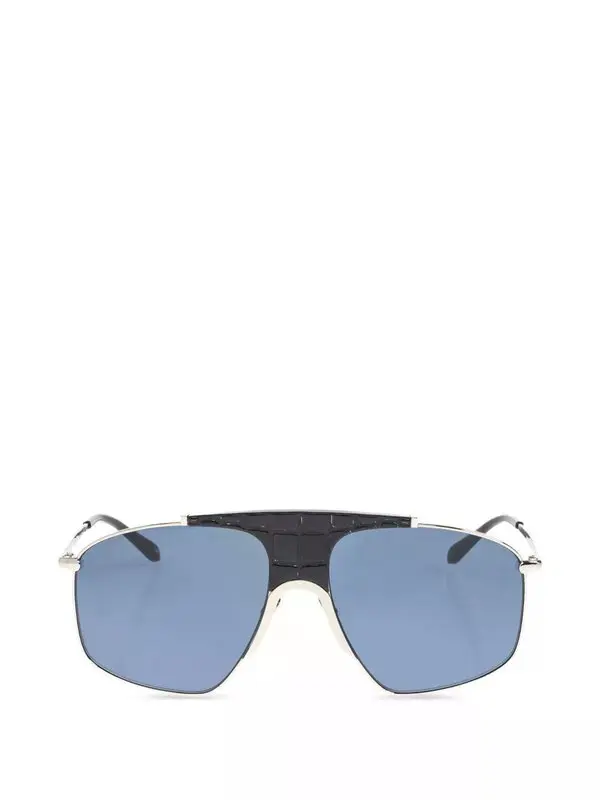Alaïa Crocodile-effect Pilot-frame Sunglasses - Silver
