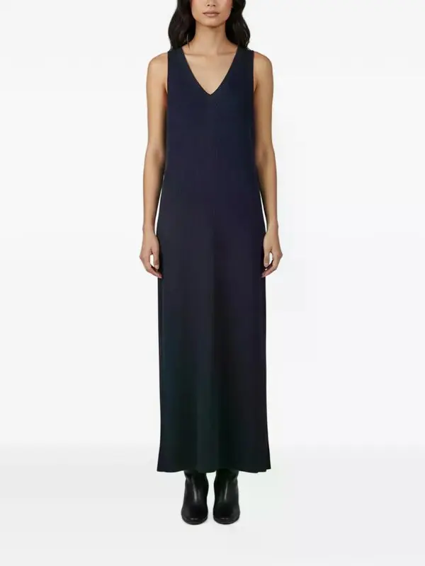 Brunello Cucinelli Cotton Rib Knit Sleeveless Maxi Dress - Blue