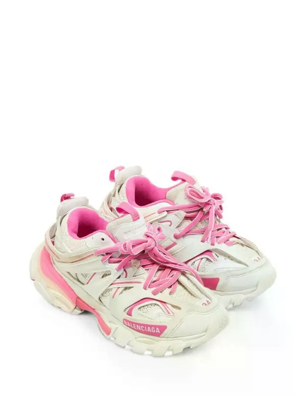 Balenciaga Beige Mesh Panel Lace-up Sneakers