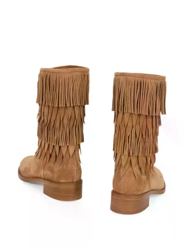 AQUAZZURA Fringed Tiered Ankle Boots