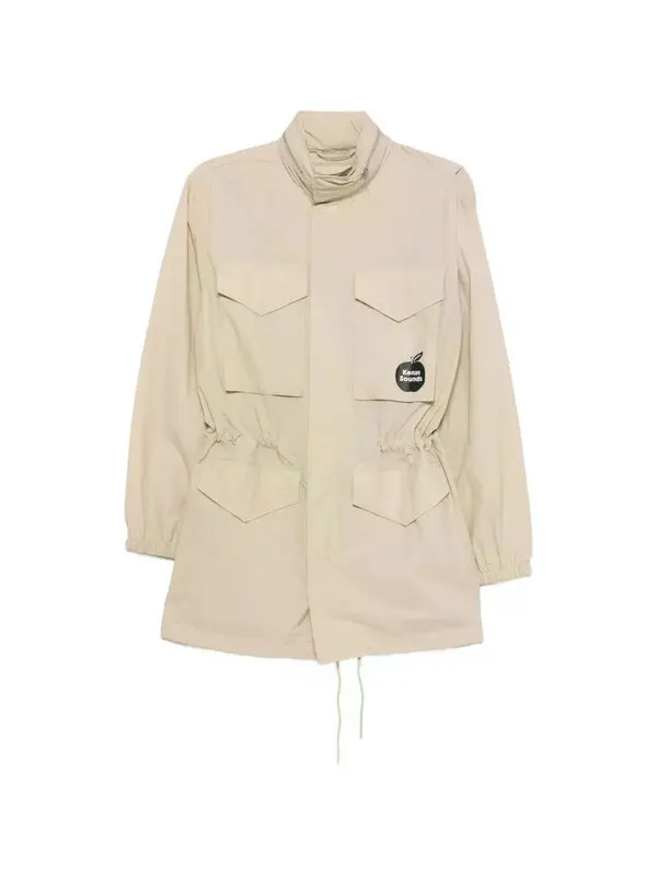 Kenzo Logo-print Parka Coat - Neutrals