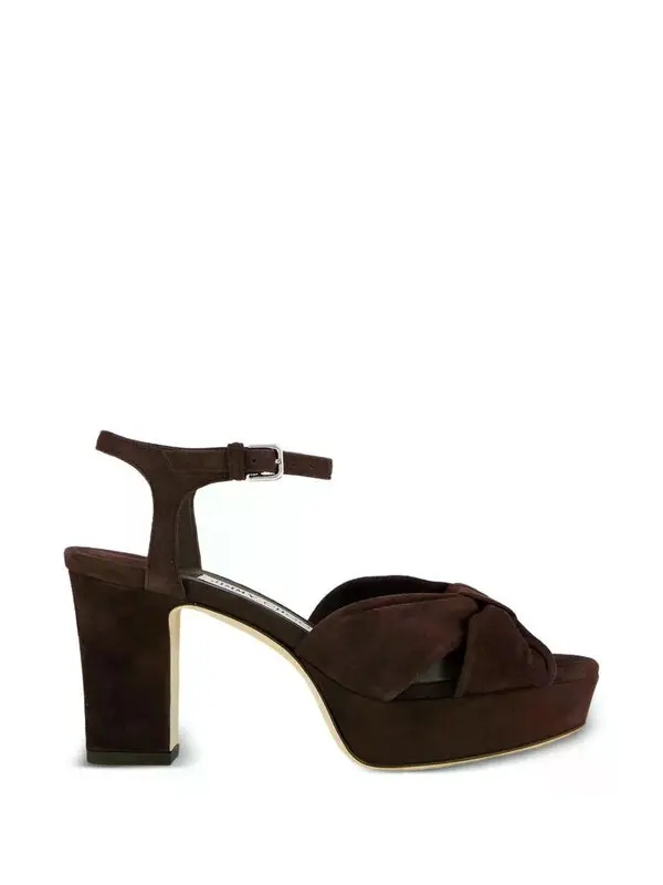 JIMMY CHOO Heloise Suede Platform Sandals - Brown