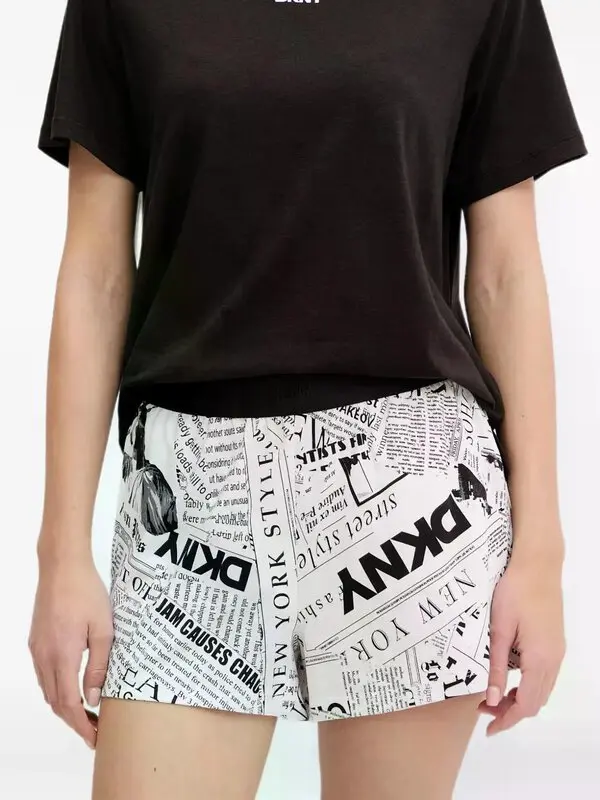 Dkny Logo-print Newspaper-pattern Pajamas
