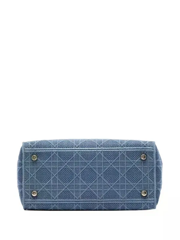 Dior 2020 Medium Canvas Cannage Lady D Lite Satchel - Blue