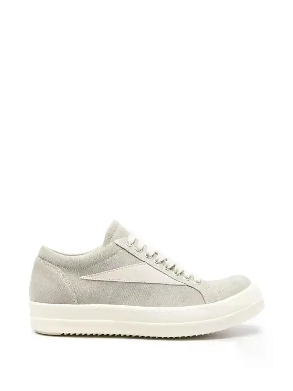 Rick Owens Panelled Lace-up Cotton Sneakers - Grey