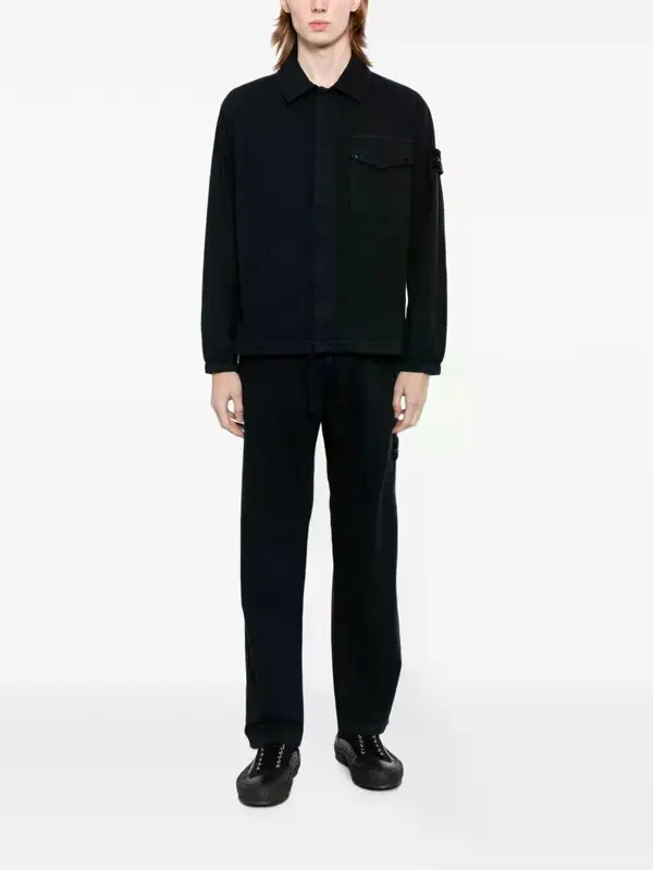 Stone Island Logo Patch Straight-leg Trousers - Black