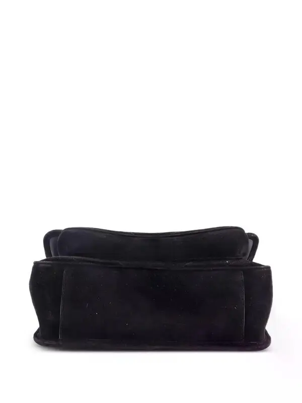 Saint Laurent Niki Chain Flap Bag Matelasse Chevron Suede Medium Shoulder Bag - Black