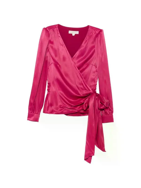 Michael Kors Satin Wrap Blouse - Pink