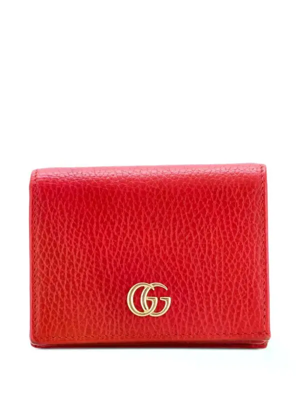 Gucci Gg Marmont Flap Case Leather Card Holder - Red