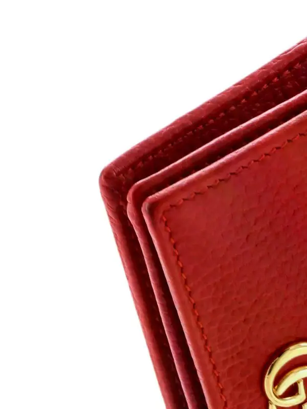 Gucci Gg Marmont Flap Case Leather Card Holder - Red