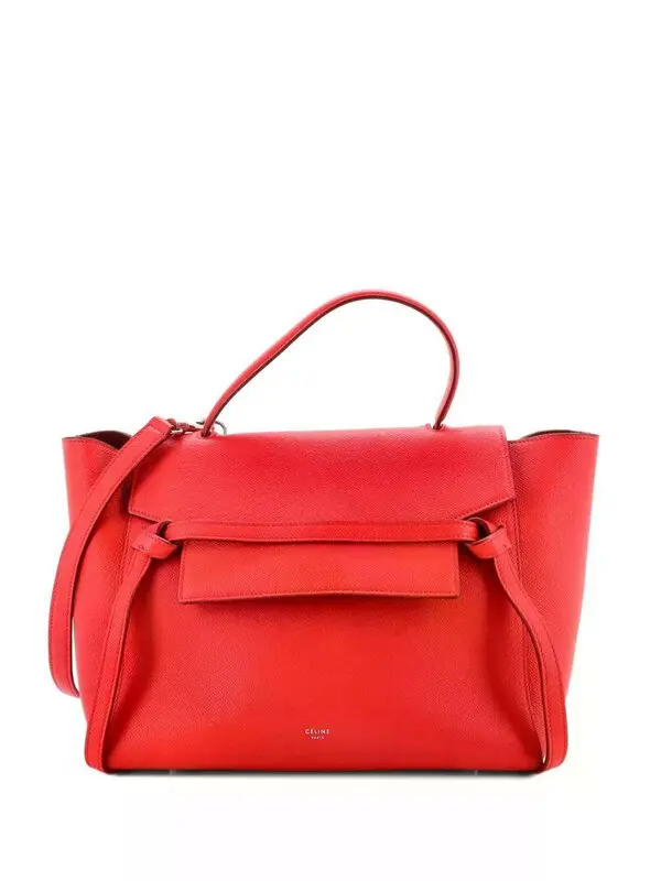 Celine Belt Bag Textured Leather Mini Shoulder Bag - Red