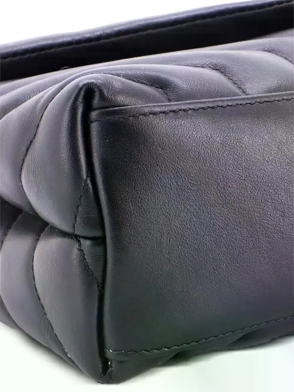Saint Laurent Loulou Matelassé Chevron Leather Small Shoulder Bag - Black