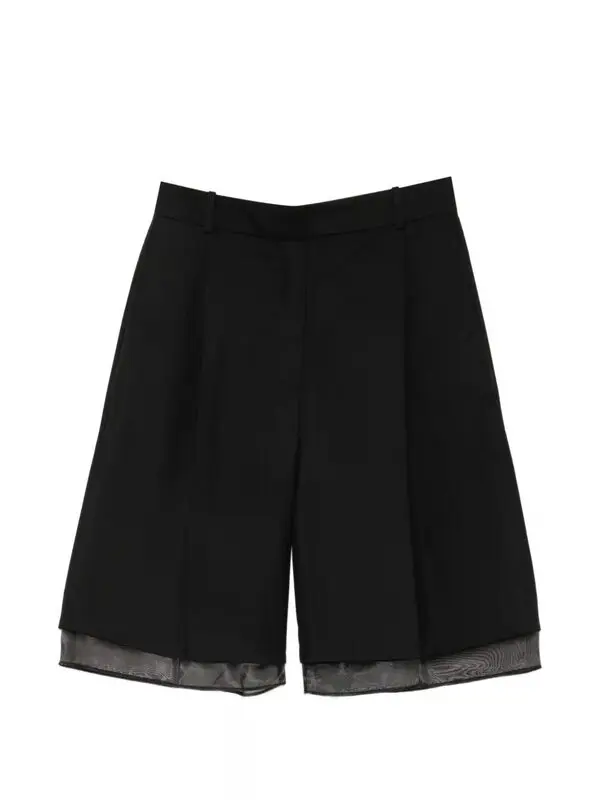 RÓHE Layered Hem Pleated Wool Shorts - Black