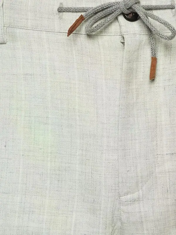 Eleventy Light Grey Slub Textured Drawstring Shorts