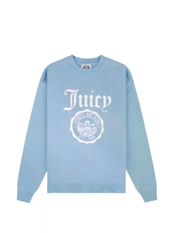 Juicy Couture Sporty And Rich" Logo Print Crew Neck Sweatshirt - Blue