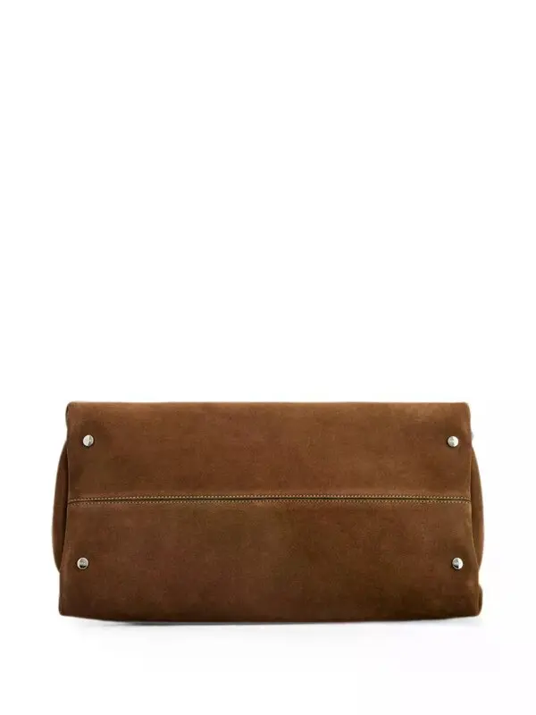 TOD'S Suede Tote Bag With T Timeless Detail - Brown