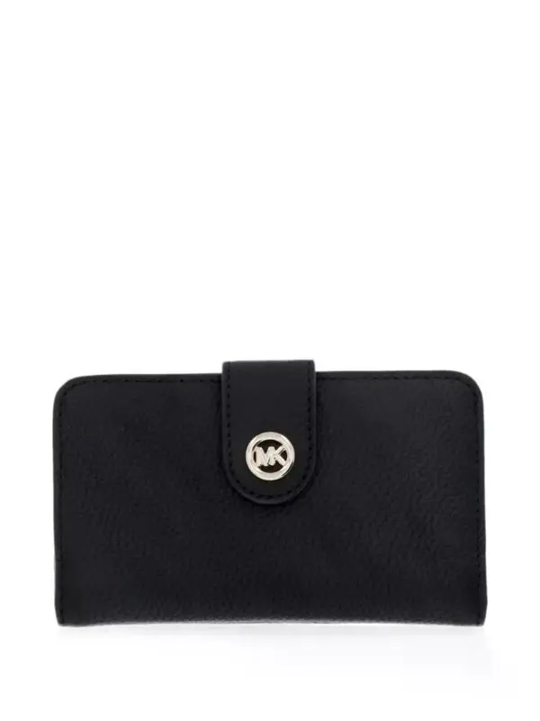 Michael Kors Logo-plaque Pebbled-leather Wallet - Black