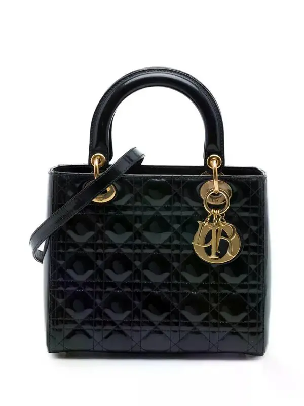 Dior Patent Cannage Lady Satchel - Black