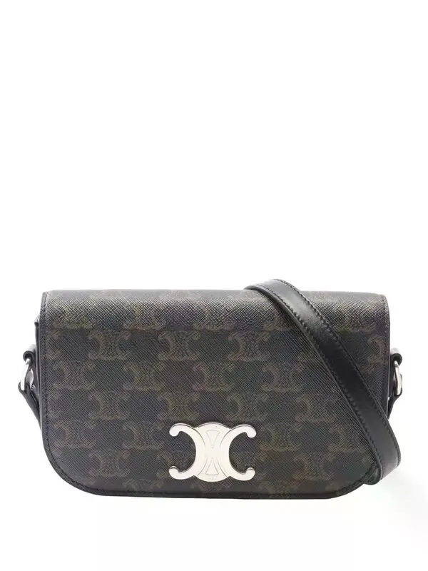 Celine Triomphe Coated Canvas Crossbody Bag - Black