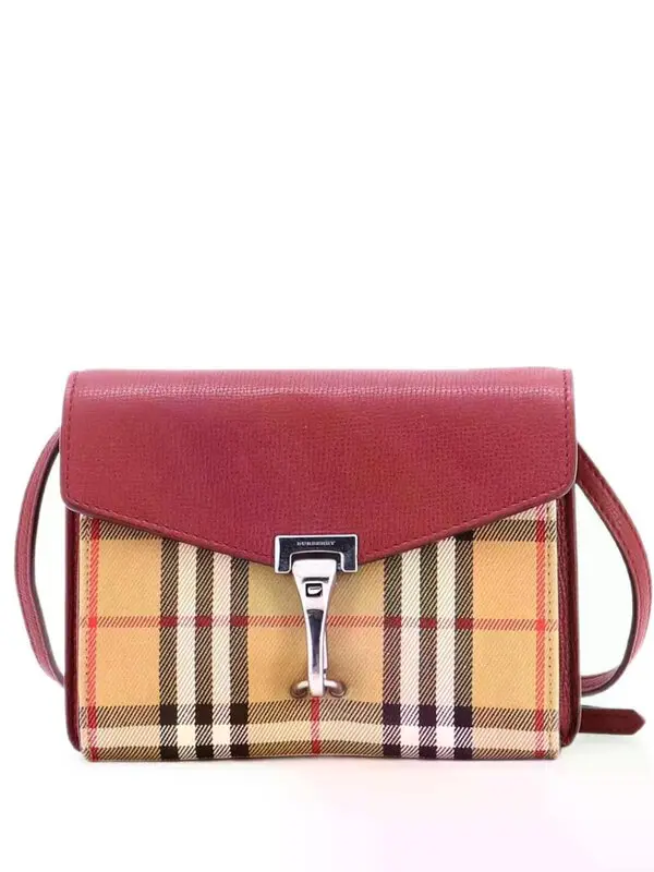 Burberry Macken Leather And Vintage Check Canvas Baby Crossbody Bag - Neutrals