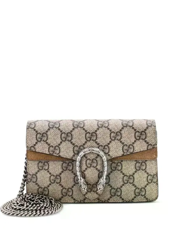Gucci Dionysus Bag Gg Coated Canvas Super Mini Crossbody Bag - Brown