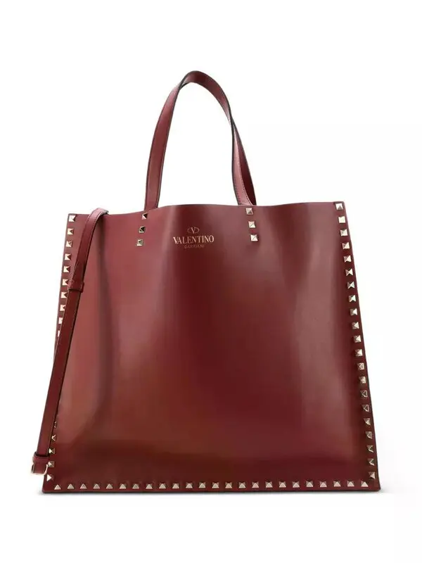 Valentino Garavani Rockstud Leather Large Tote Bag - Red