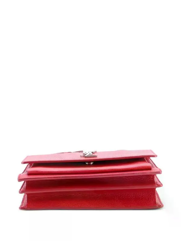 Saint Laurent Sunset Satchel Leather Medium Crossbody Bag - Red