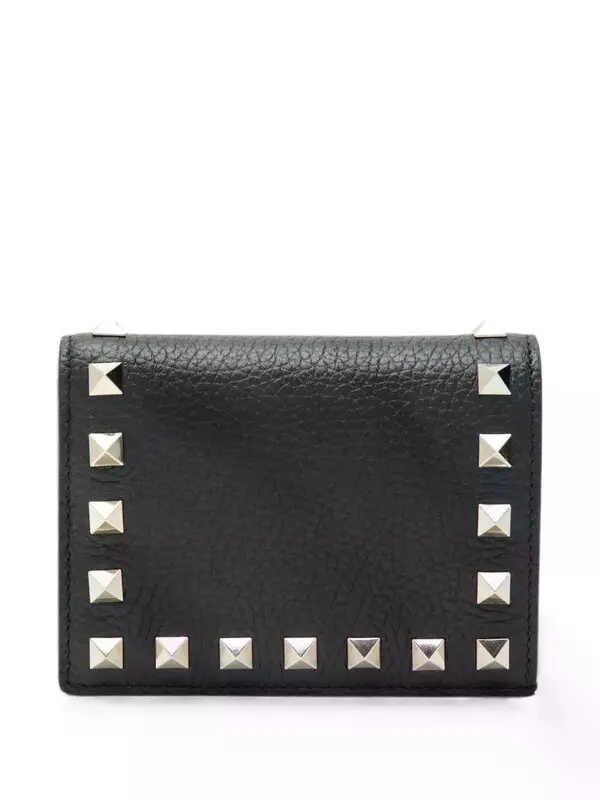 Valentino Garavani Rockstud Pebbled Wallet - Black