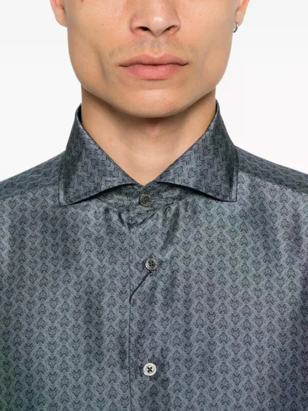 Corneliani Floral-print Long-sleeve Shirt