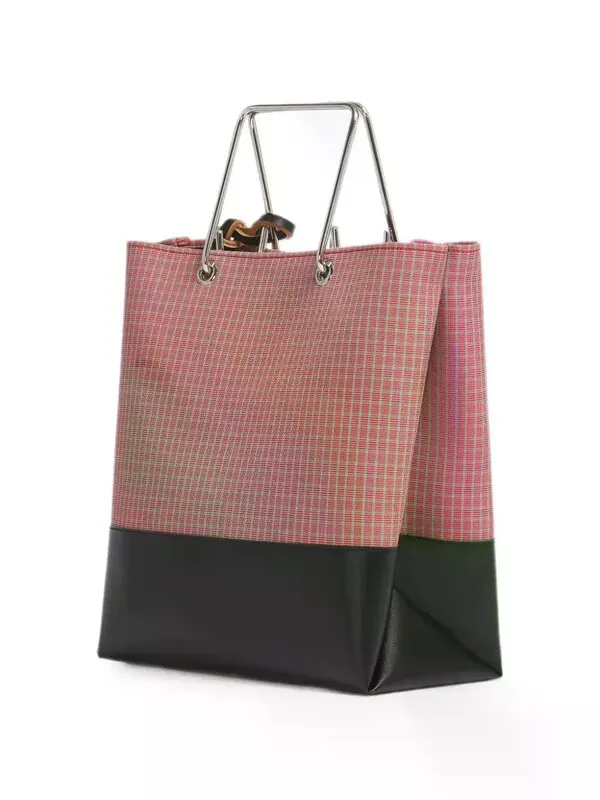 Marni Checked Tote Bag With Metal Handle