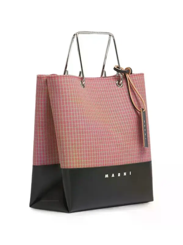 Marni Checked Tote Bag With Metal Handle
