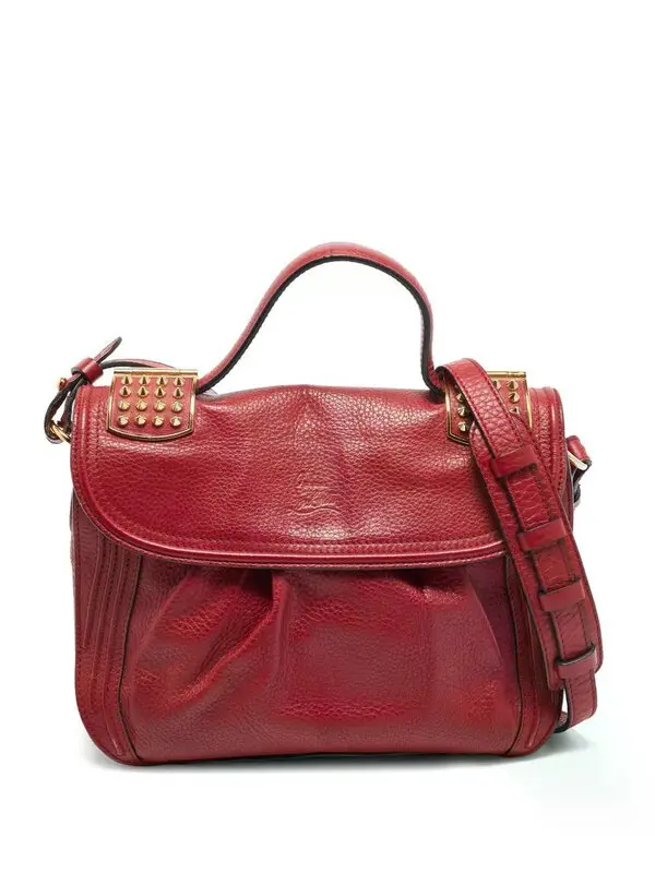 CHRISTIAN LOUBOUTIN Dompteuse Leather Top-handle Bag With Gold-tone Studs - Red