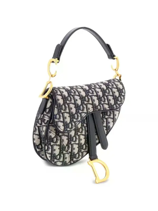 Dior Saddle Handbag With Strap Oblique Canvas Mini Shoulder Bag - Blue